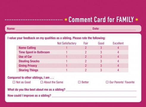 Comedian Creates Comment Cards for Personal Relationships