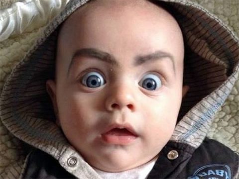 Fake Eyebrows On Babies is Hilarious (15 Pics)