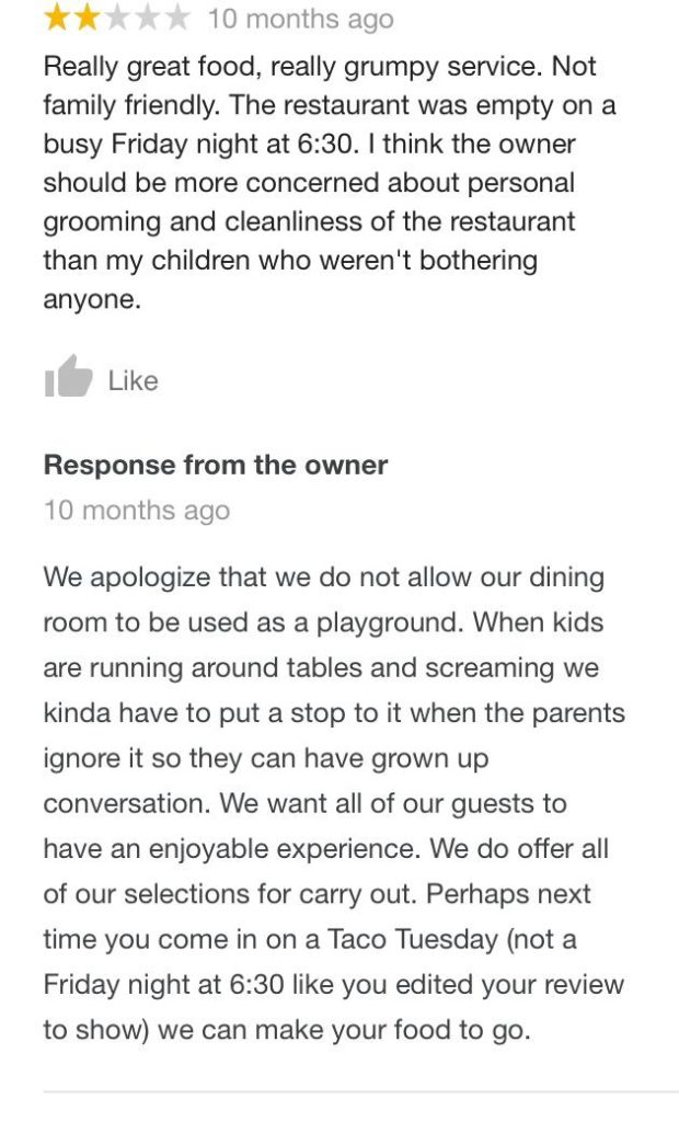 25 Hilariously Savage Comebacks From Restaurants That Received Negative ...