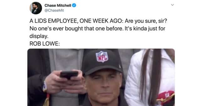 Rob Lowe Got Roasted On Twitter For Wearing An NFL Logo Hat To The ...