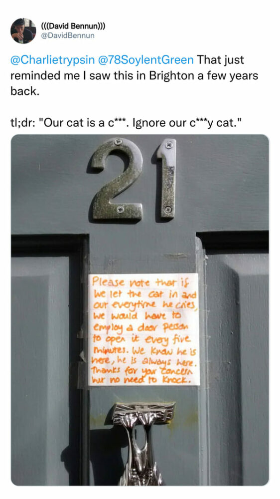 35 Cat Owners Who Left Notes To Warn Others About Their Cat's Hijinx