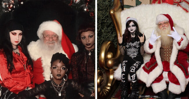 Goths & Metalheads Who Saved Their Cheer For Santa (24 Pics)