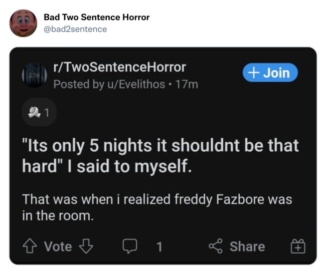 Twitter Account Shares Two Sentence Horror Stories So Bad, They're ...
