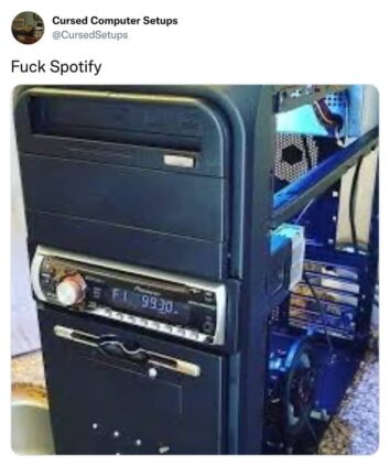 25 Hilarious Tweets From This Account That Shares Images Of Cursed Computer Setups