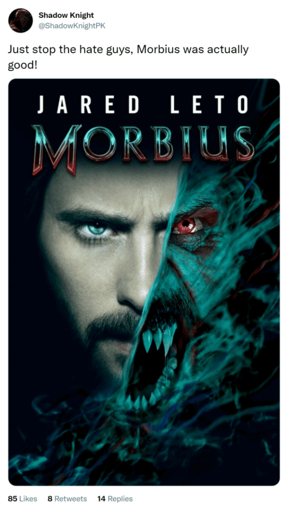 So, Morbius Is A Top Movie On Netflix And Folks Are Really 'Morbin' Out ...