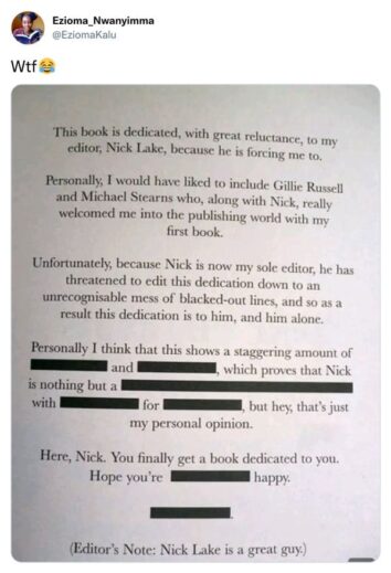 40 Hilariously Creative And (Somewhat) Wholesome Book Dedications Are ...