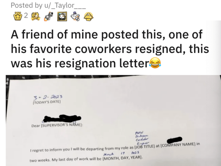 Coworker's Genius Resignation Letter Goes Viral In Inspirational Thread