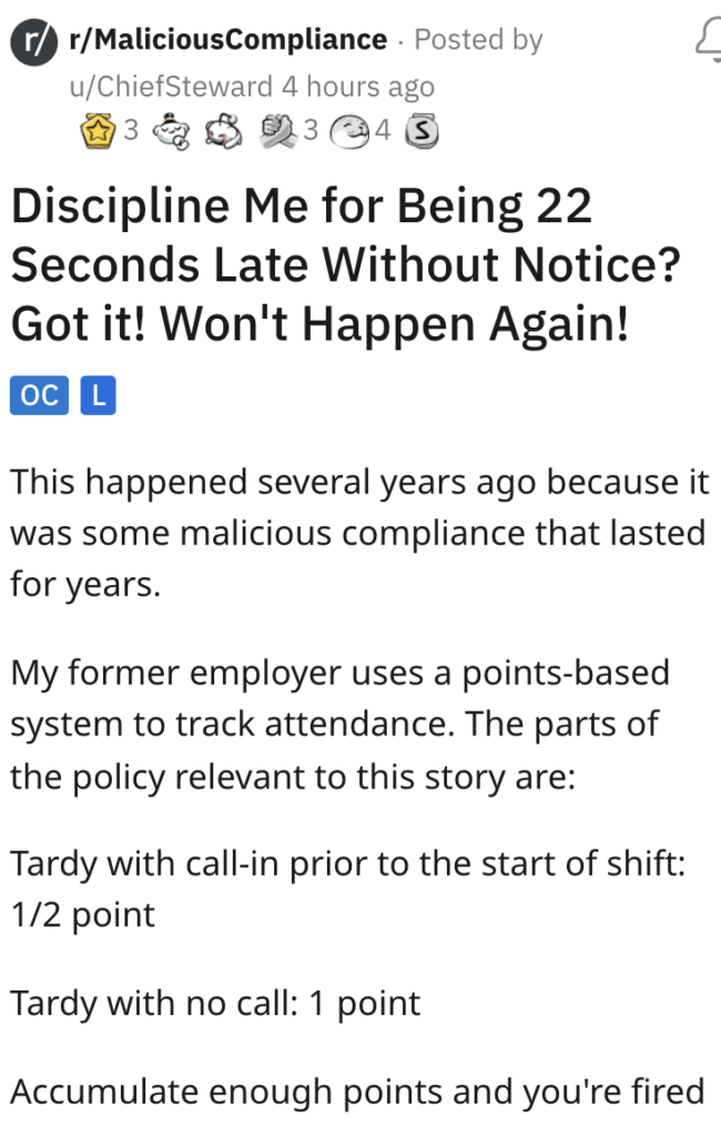 Worker Disciplined For Being 22 Seconds Late, So Now They Call In Every ...