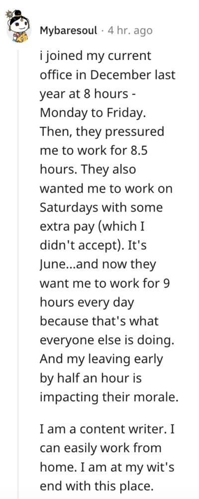 Employee Shamed For Leaving Before 5pm, So They Refuse To Do Any Work ...