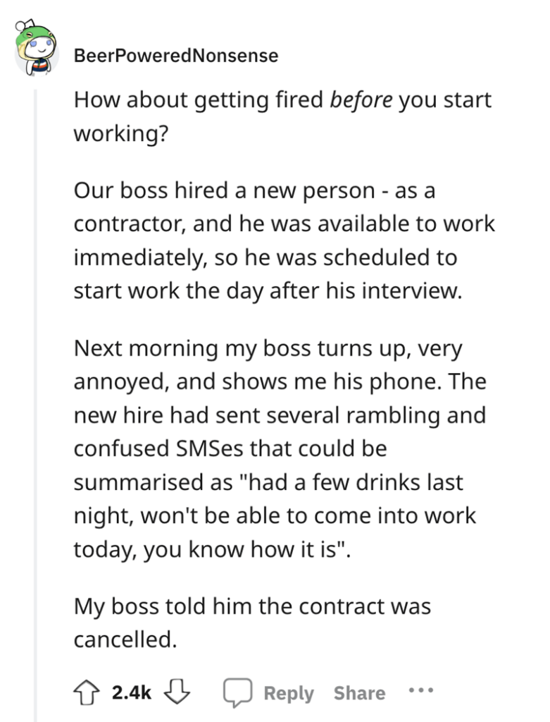 30+ Stories Of People Who Didn't Even Make It Through Their First Day ...