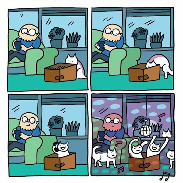 40 Hilarious Wordless Cat Comics Purrfectly Portraying Their ...