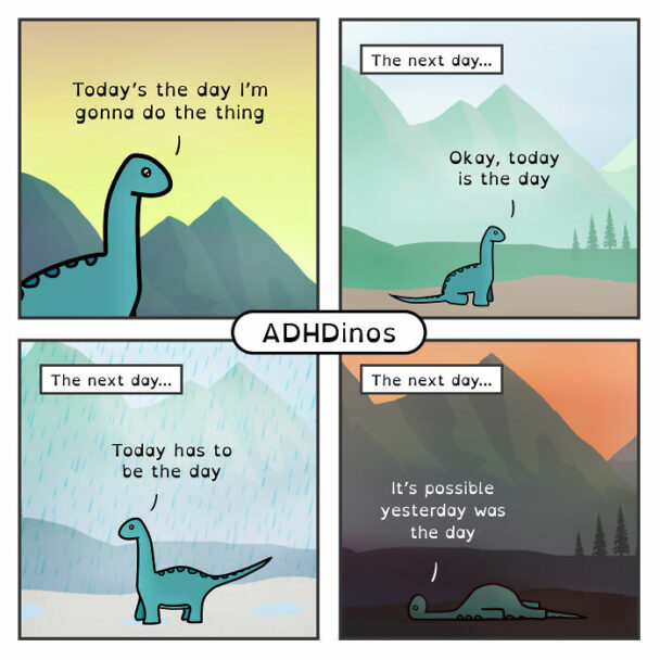 40 Comics From ADHDinos That Makes Living With ADHD Hilariously Relatable