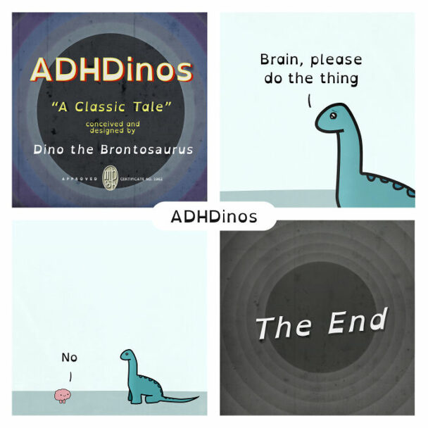 40 Comics From ADHDinos That Makes Living With ADHD Hilariously Relatable
