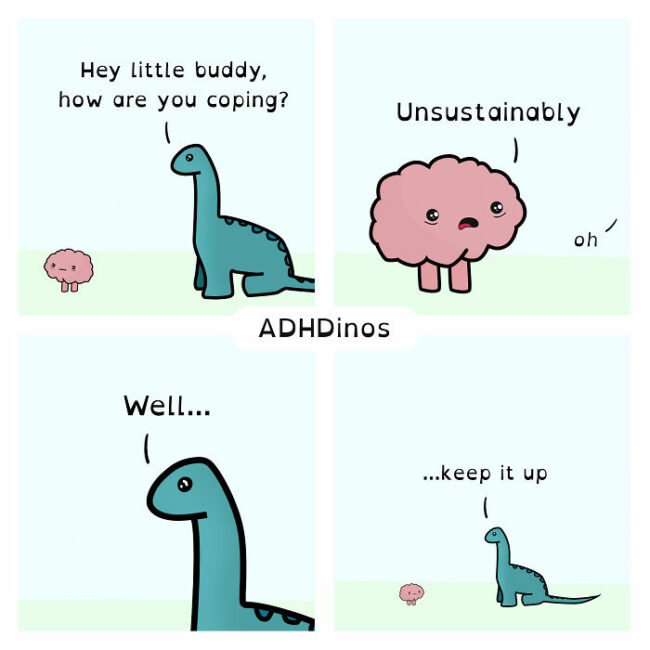 40 Comics From ADHDinos That Makes Living With ADHD Hilariously Relatable