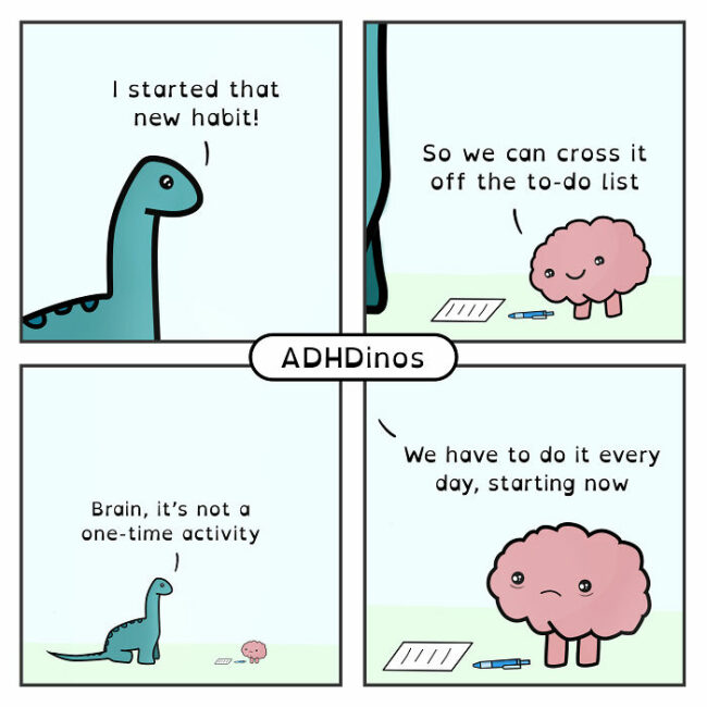 40 Comics From ADHDinos That Makes Living With ADHD Hilariously Relatable