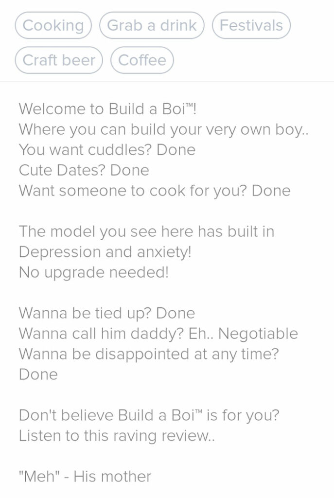 40 Hilarious Tinder Profiles That Prove If You Keep Swiping You'll Find ...