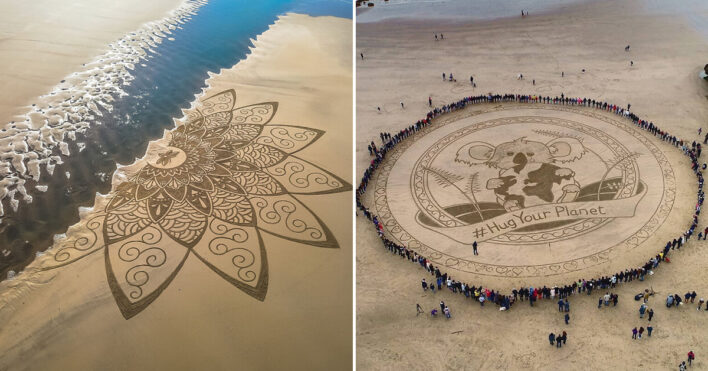 Artist Transforms Beachfronts Into Stunning Canvas With Massive Sand ...