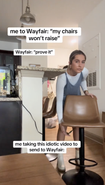 Woman Claims Wayfair Made Her Prove That Her Purchase Was Dysfunctional
