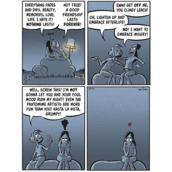 45 Dark Humor Comics About The Afterlife From Death & The Maiden