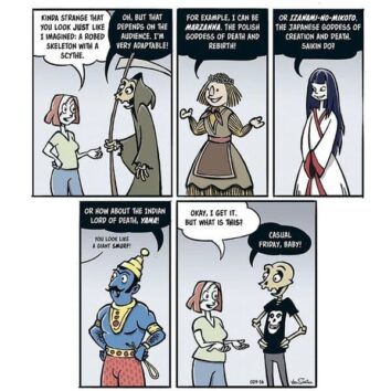 45 Dark Humor Comics About The Afterlife From Death & The Maiden