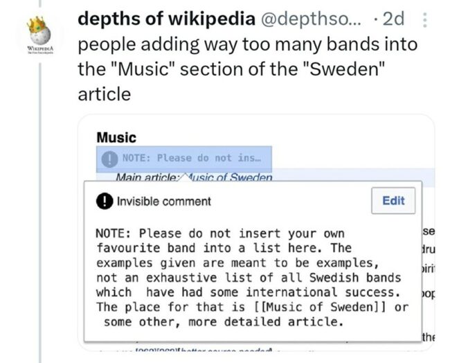 24 Bizarre And Hilarious Editor Notes On Wikipedia Articles