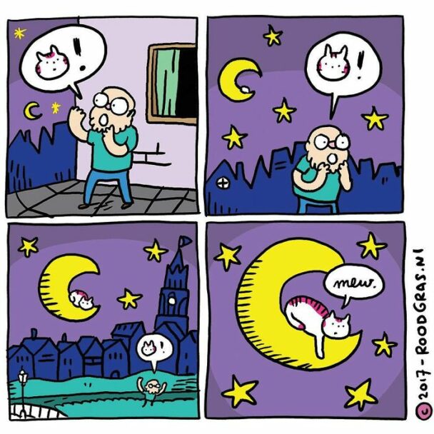 40 Textless Comics About The Wholesome Adventures Of A Man And His Cat