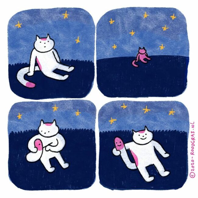 40 Textless Comics About The Wholesome Adventures Of A Man And His Cat