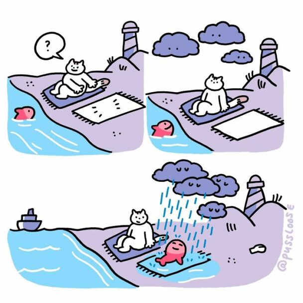 40 Textless Comics About The Wholesome Adventures Of A Man And His Cat