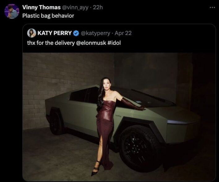 24 Funny Tweets About Katy Perry's CyberTruck Tweet To Elon Musk