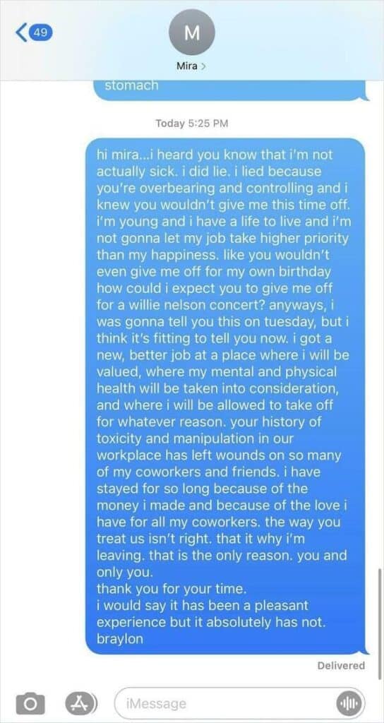 35 Bold Text Messages From Employees Quitting Their Jobs Without ...