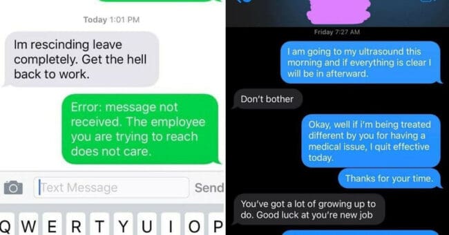 35 Bold Text Messages From Employees Quitting Their Jobs Without ...