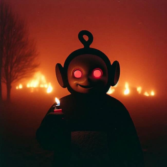 34 Terrifying AI Pictures Showing Teletubbies In The Horror Genre