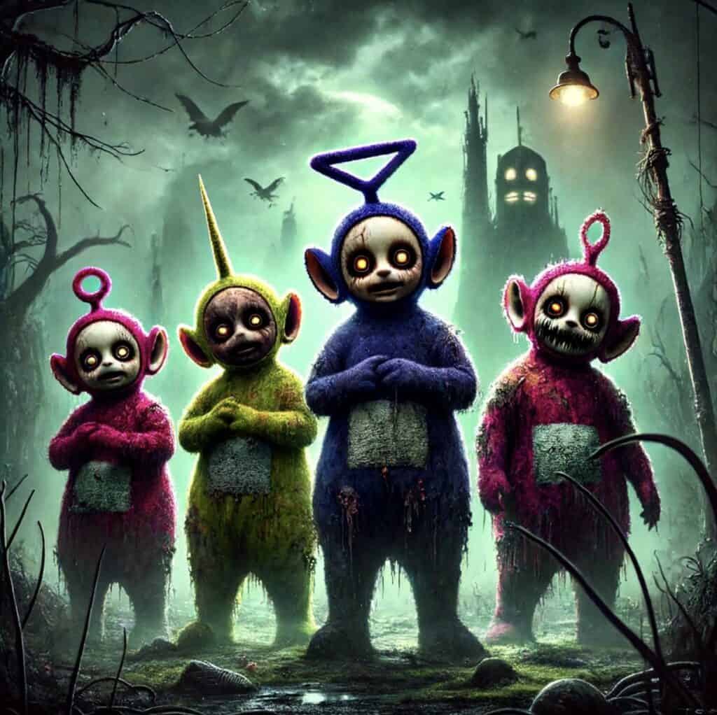 34 Terrifying AI Pictures Showing Teletubbies In The Horror Genre