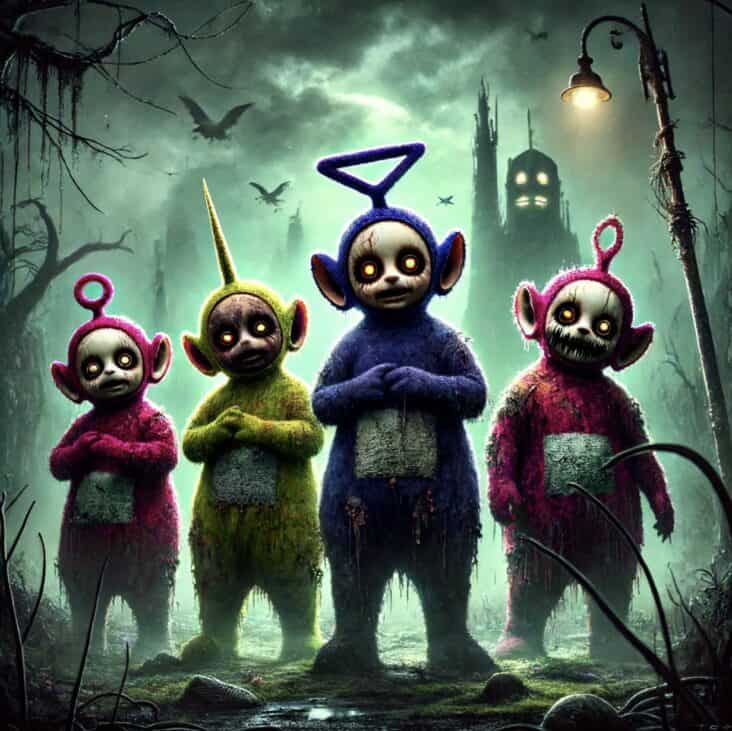 34 Terrifying AI Pictures Showing Teletubbies In The Horror Genre