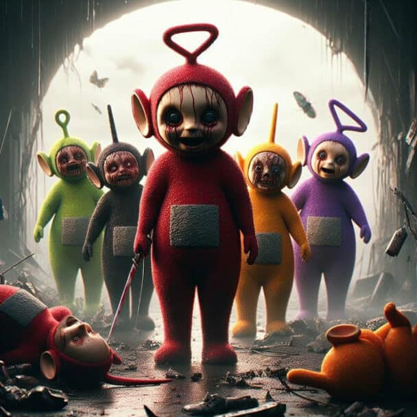 34 Terrifying AI Pictures Showing Teletubbies In The Horror Genre