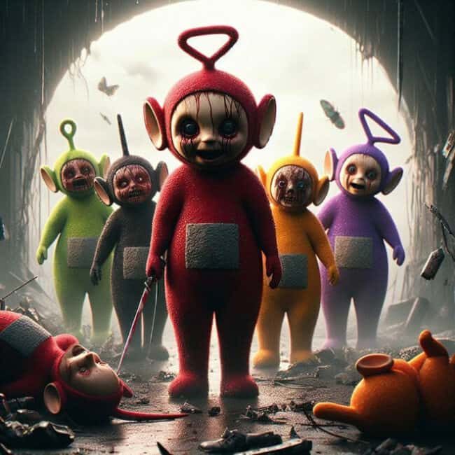 34 Terrifying AI Pictures Showing Teletubbies In The Horror Genre