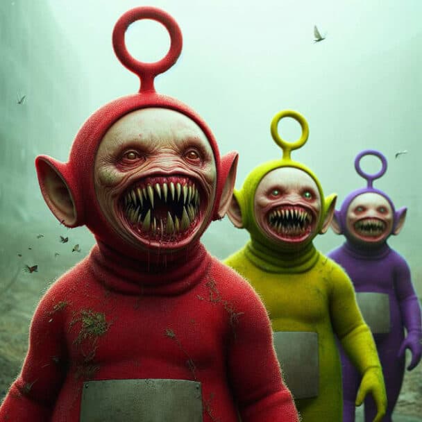 34 Terrifying AI Pictures Showing Teletubbies In The Horror Genre