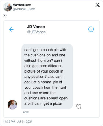 J.D. Vance Couch Memes Flood Social Media After Joke Tweet Sparks Wild ...
