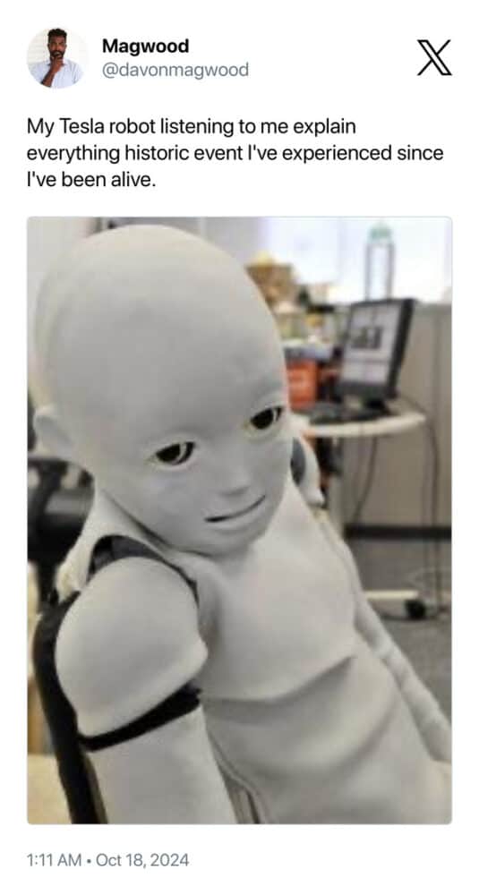 40 Funny 'My Tesla Robot' Memes Poking Fun At Everyday Tasks