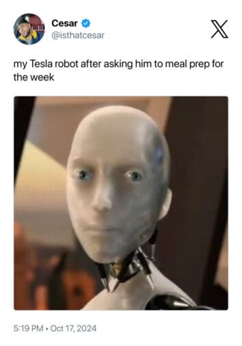 40 Funny 'My Tesla Robot' Memes Poking Fun At Everyday Tasks