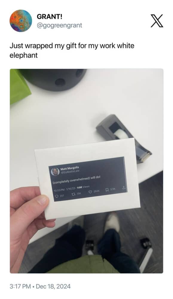 25 Funny White Elephant Tweets That Are The Real Gift This Holiday Season