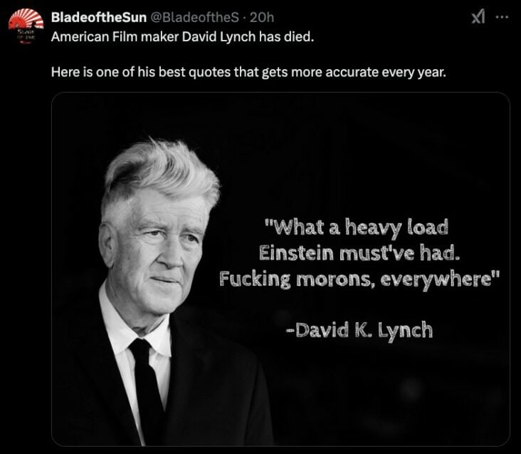 40+ Tweets And Reactions To The Passing Of Icon David Lynch