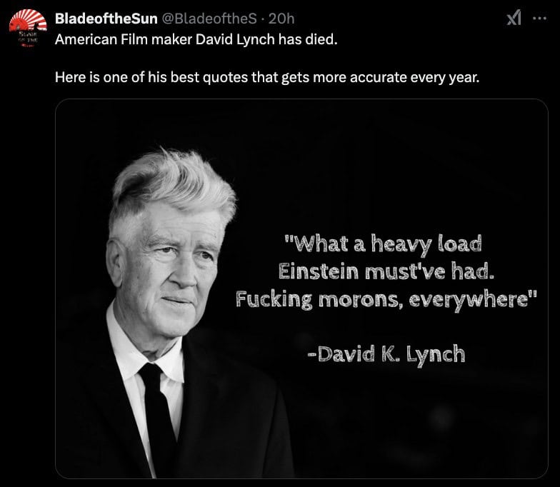 40+ Tweets And Reactions To The Passing Of Icon David Lynch