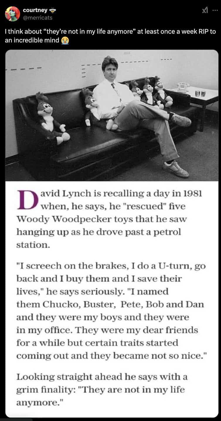 40+ Tweets And Reactions To The Passing Of Icon David Lynch