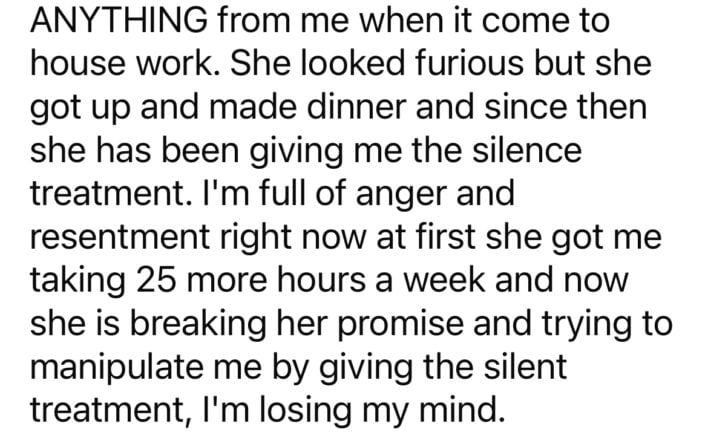 Man Works 70 Hours Per Week But His Stay-At-Home Wife Refuses To Do ...