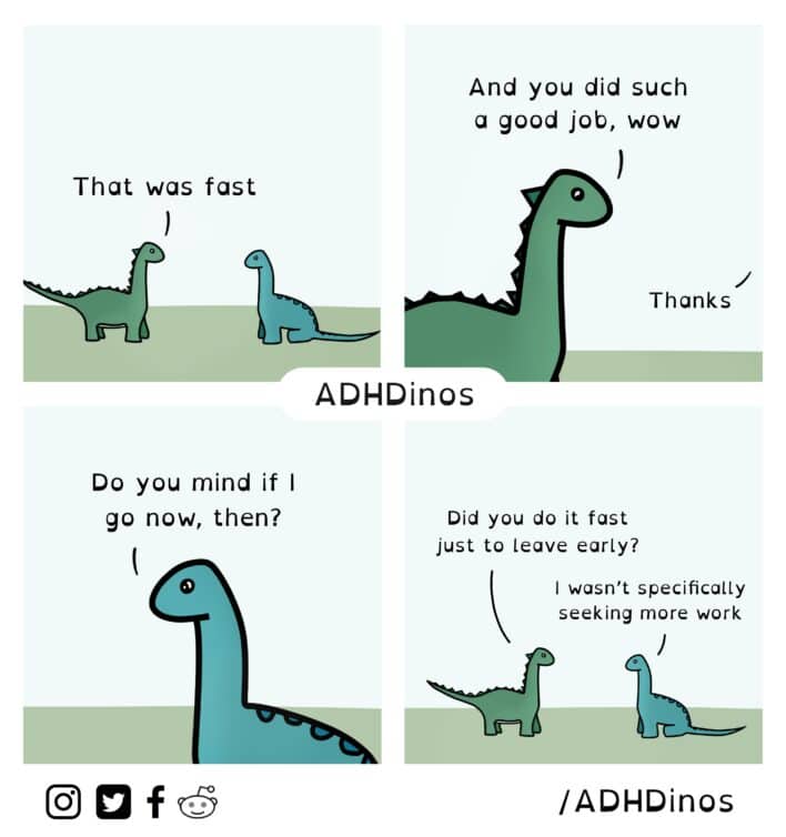 30+ Hilariously Relatable Comics About Living With ADHD from ADHDinos