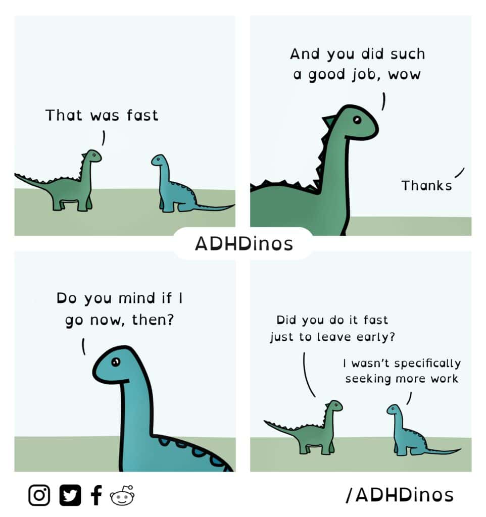 30+ Hilariously Relatable Comics About Living With ADHD from ADHDinos