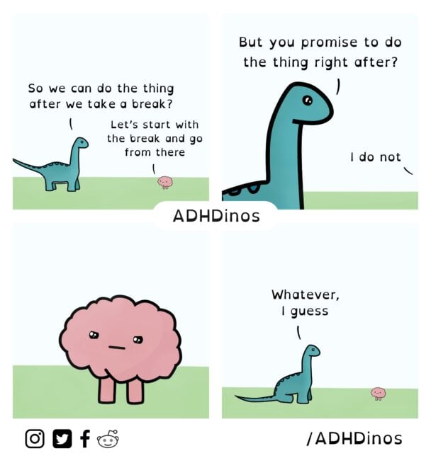 30+ Hilariously Relatable Comics About Living With ADHD from ADHDinos