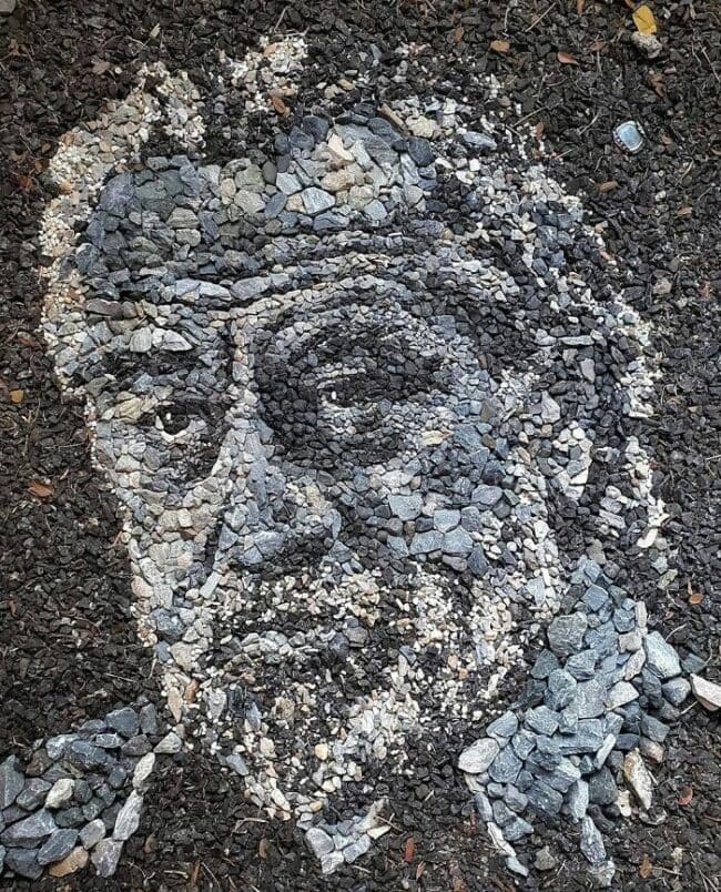 50 Incredible Portraits Made Using Only Pebbles From Artist Justin Bateman