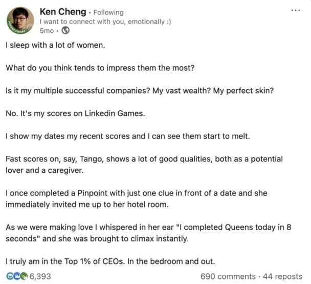 28 Funny Posts That Brilliantly Satirize LinkedIn By Ken Cheng